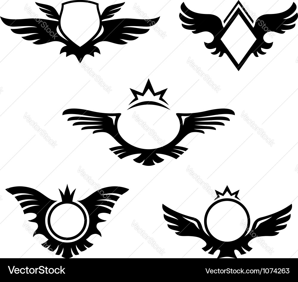 Winged Shields and Emblems Royalty Free Vector Image