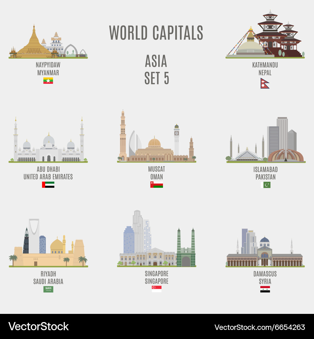 World capitals Royalty Free Vector Image - VectorStock