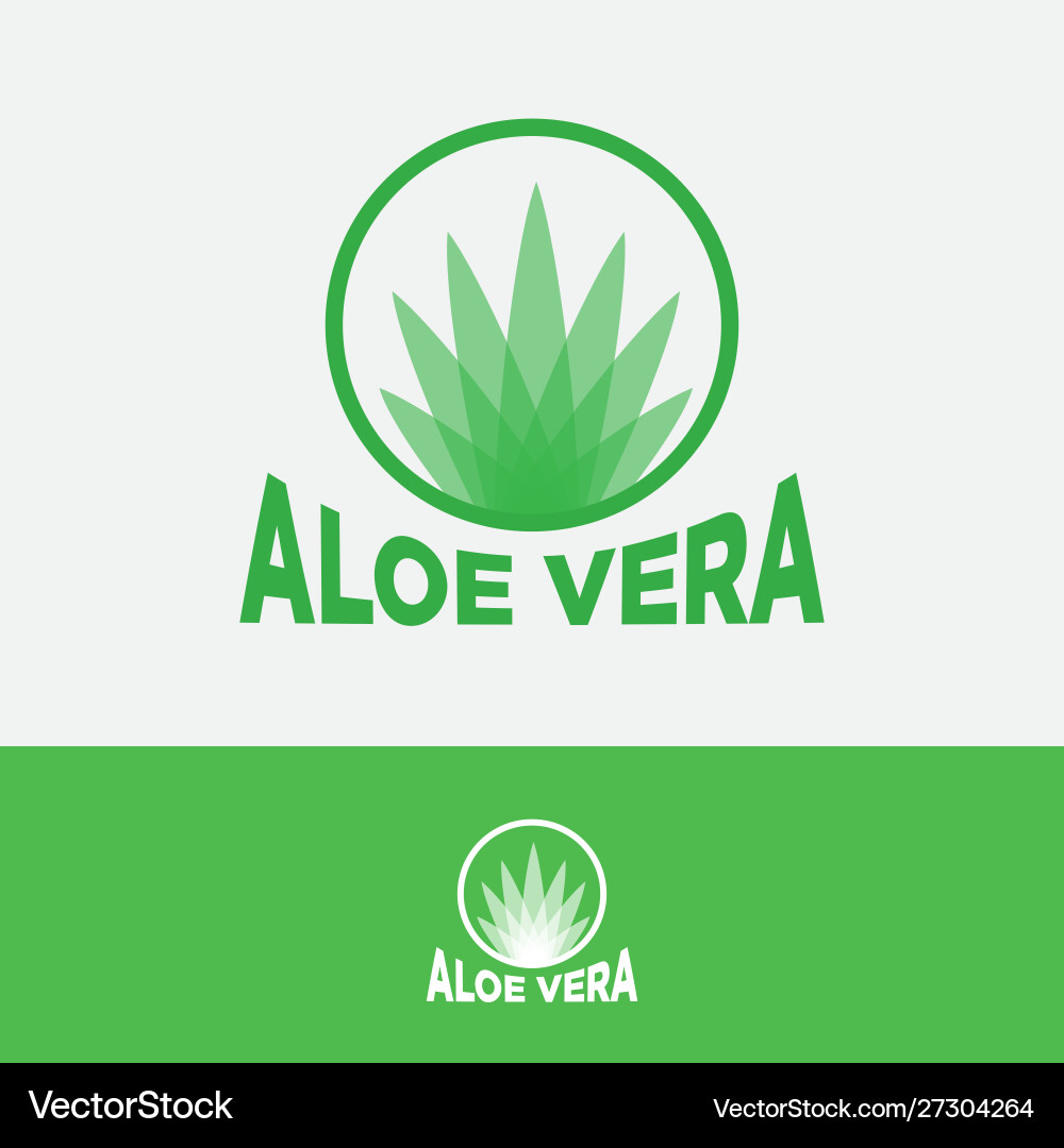 Aloe vera logo transparent leaves circle Vector Image