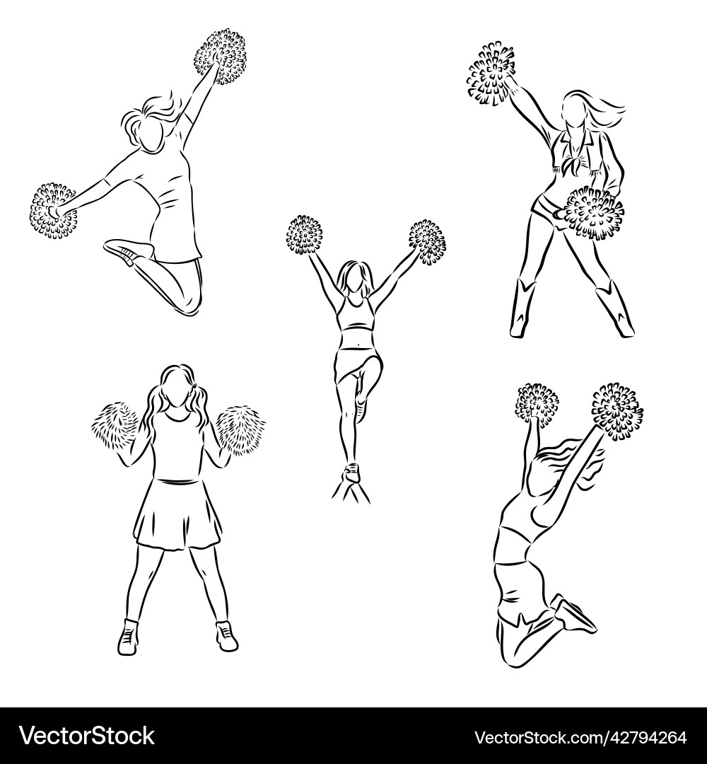 Cheerleader sketch cheerleading Royalty Free Vector Image