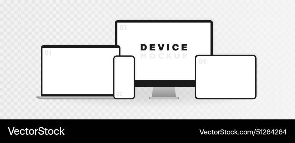 Electronic devices mockup set isolated Royalty Free Vector