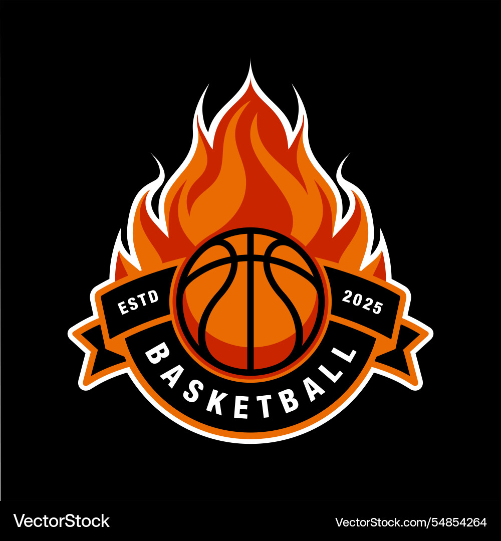 Fiery Basketball Emblem Royalty Free Vector Image