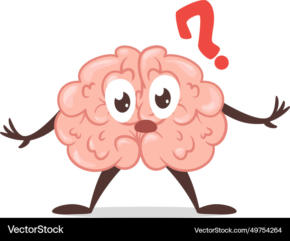 Puzzled Brain with Question Mark Royalty Free Vector Image
