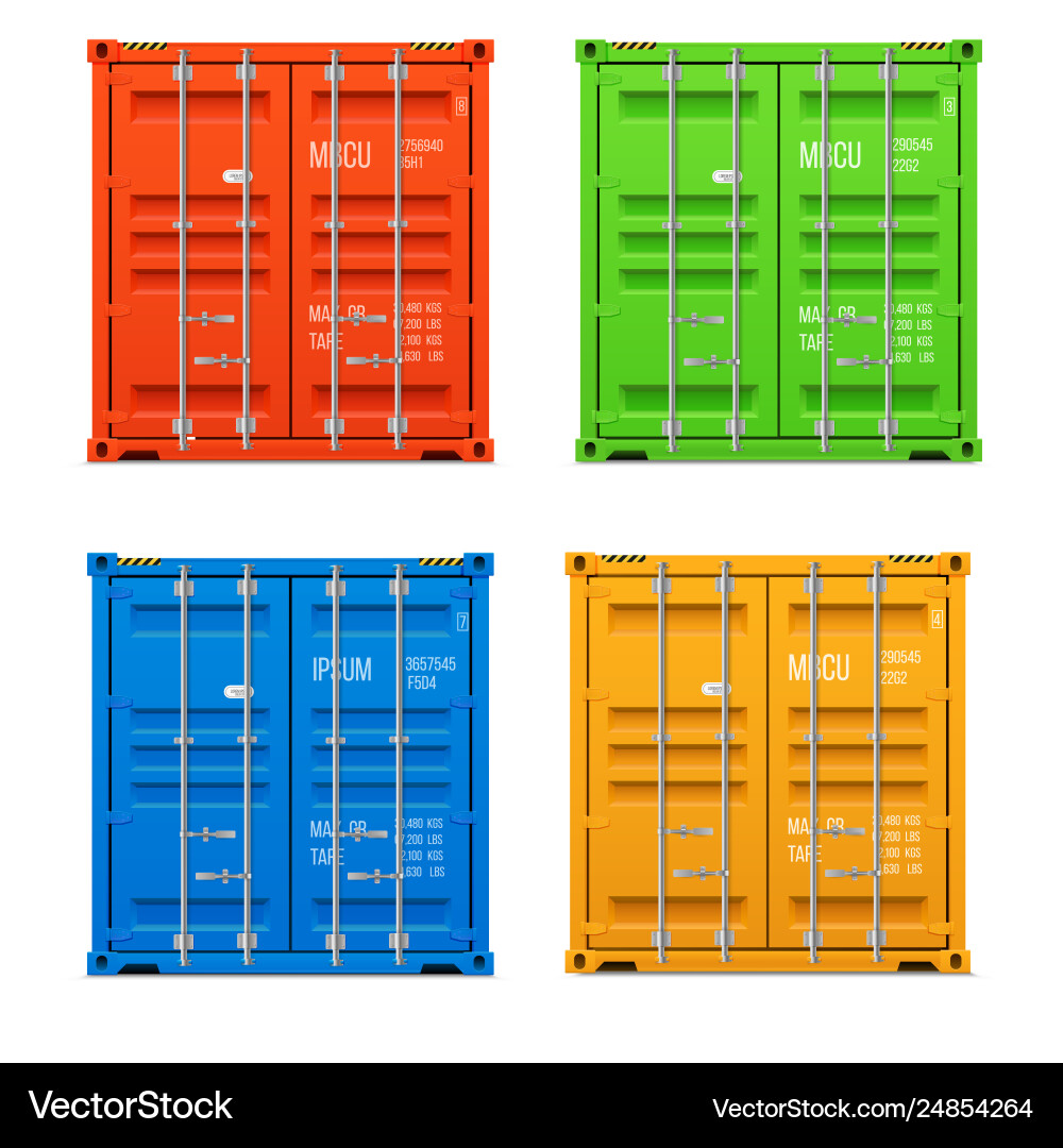 Realistic closed cargo containers Royalty Free Vector Image