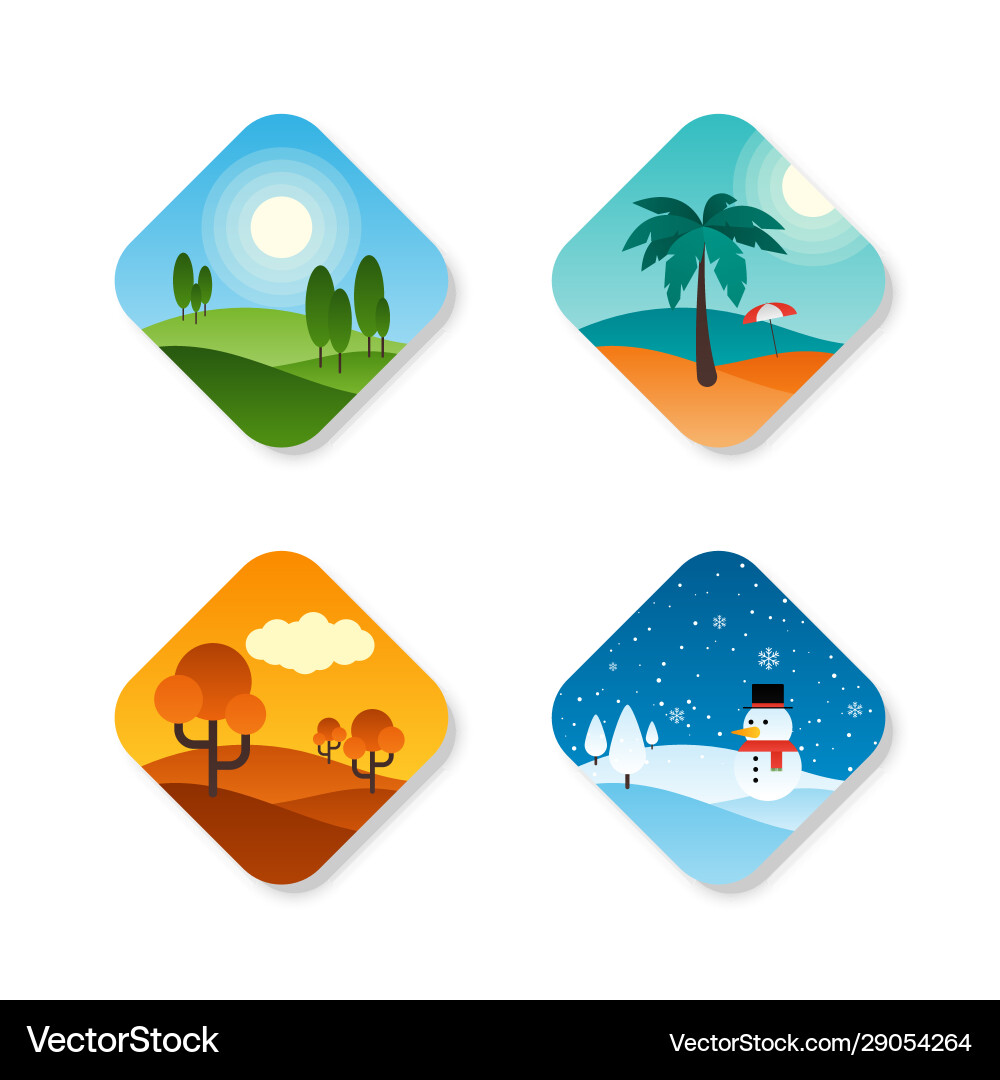 Seasons year flat design icon Royalty Free Vector Image