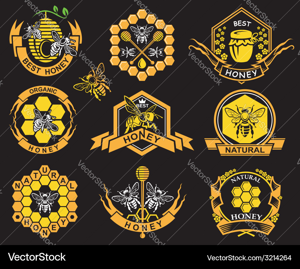Set of honey labels Royalty Free Vector Image - VectorStock