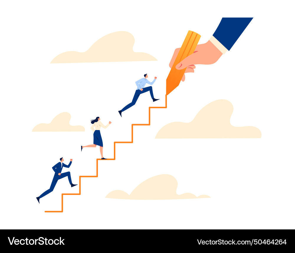 Supervisor draws a path to the top along which Vector Image