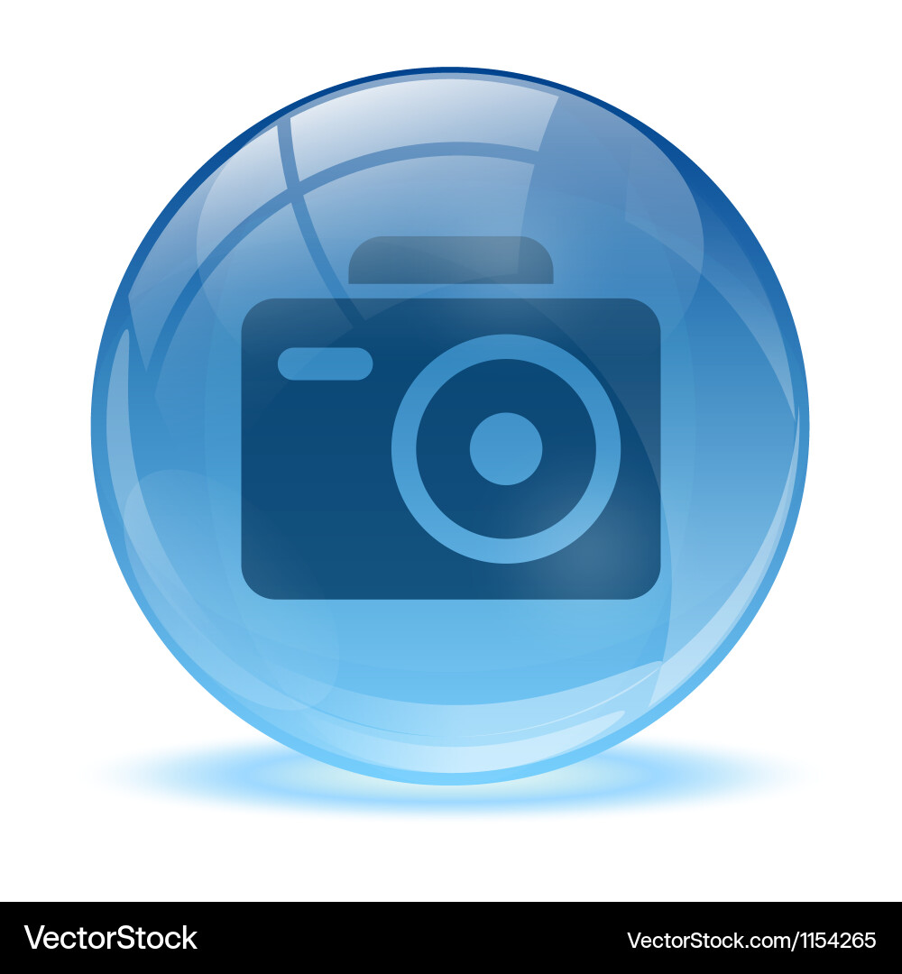 3d glass sphere photo icon Royalty Free Vector Image