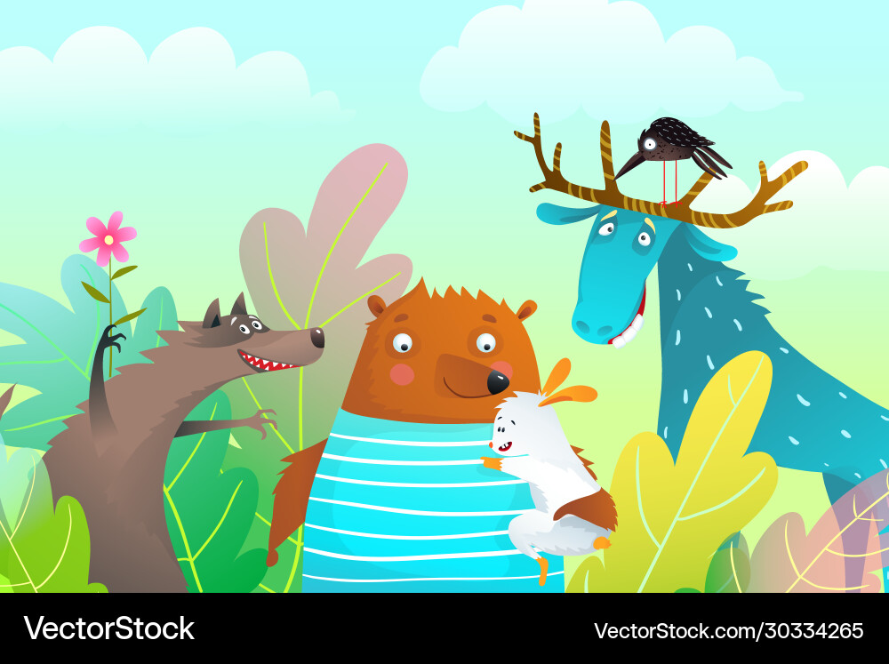 Animals characters friendship portrait Royalty Free Vector