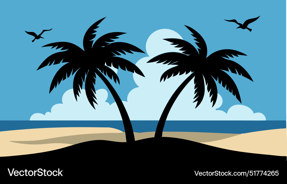 Beach scene Royalty Free Vector Image - VectorStock