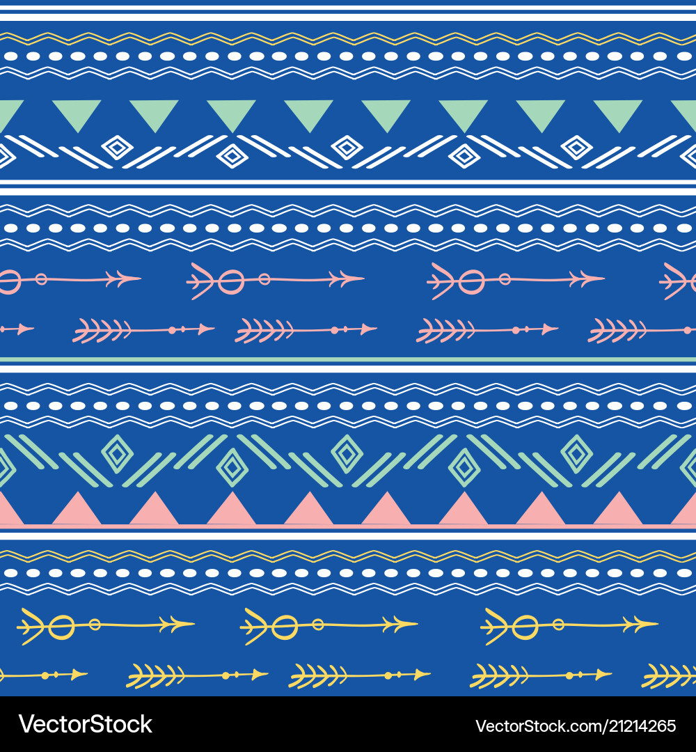 Blue pink tribal arrows seamless pattern Vector Image
