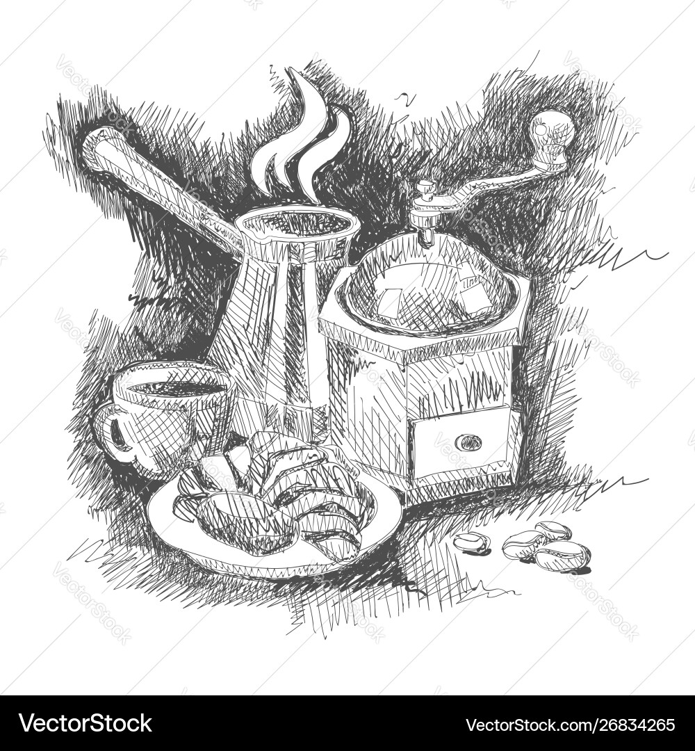 Coffee set sketch Royalty Free Vector Image - VectorStock