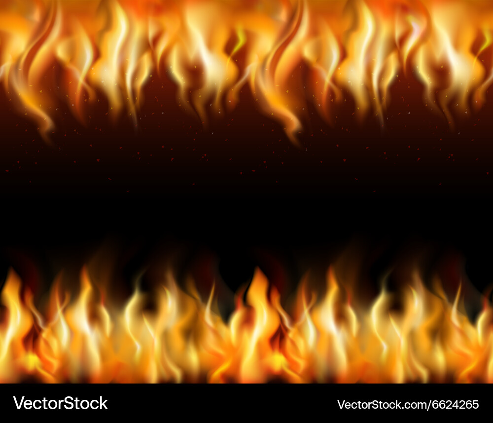Fire tileable borders set Royalty Free Vector Image