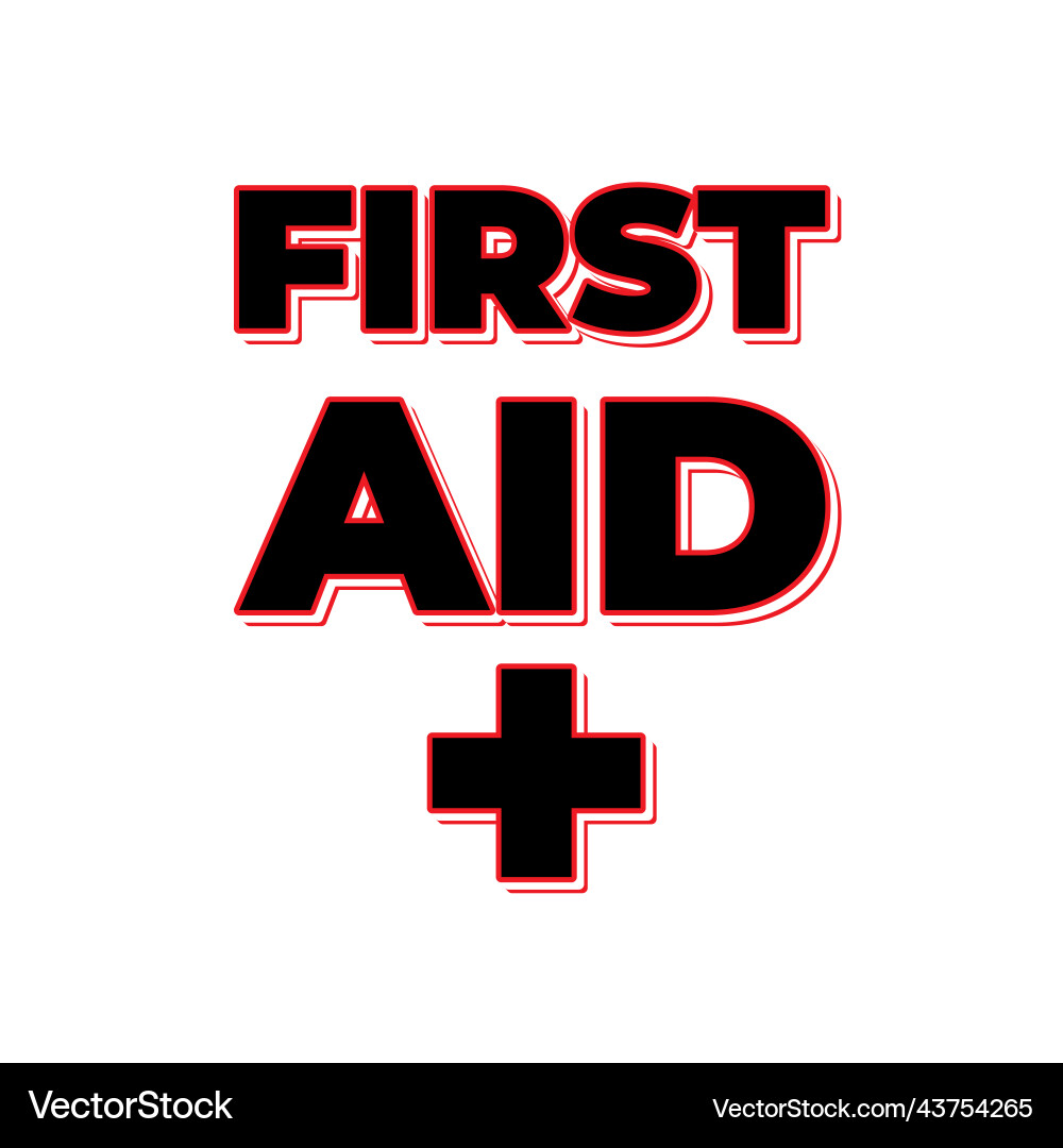 First aid lettering with sign isolated white Vector Image