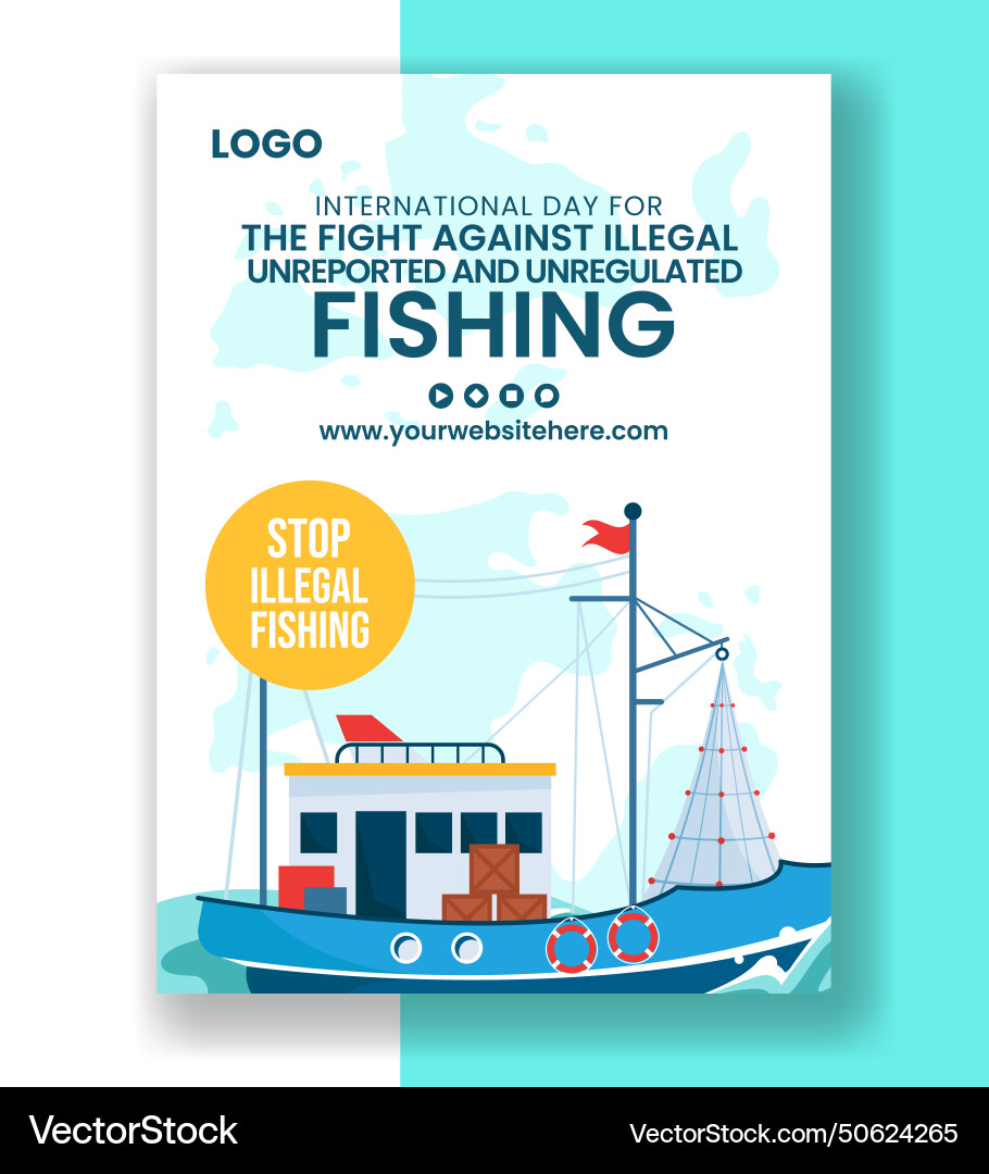 Illegal against fishing vertical poster flat Vector Image