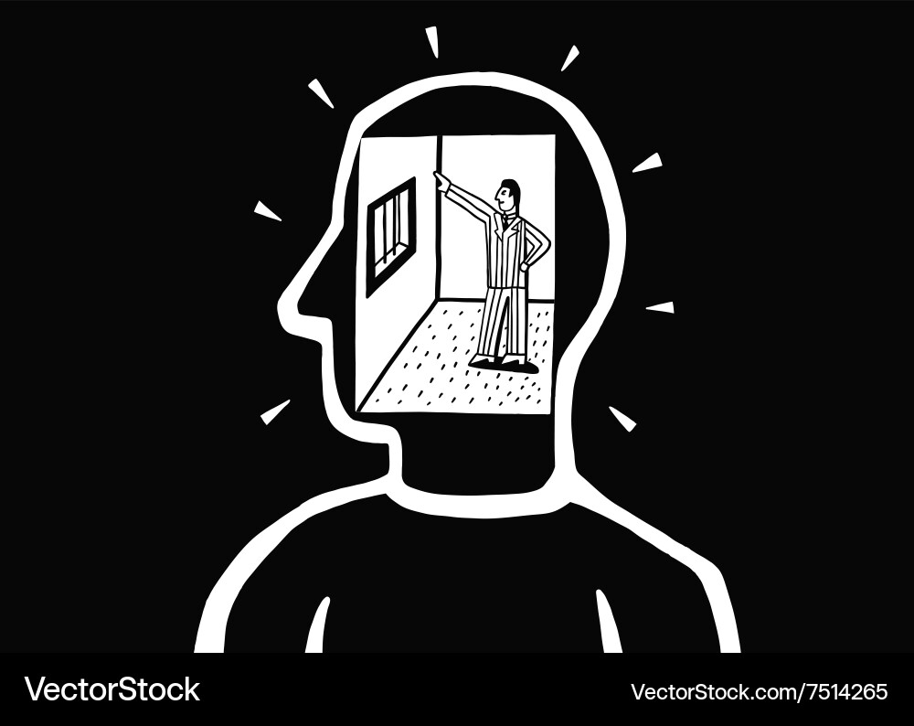 Man inside head brain Royalty Free Vector Image