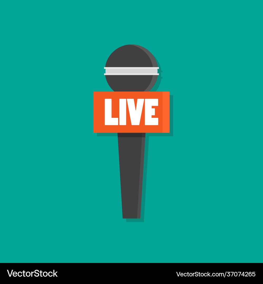 Microphone news flat style Royalty Free Vector Image