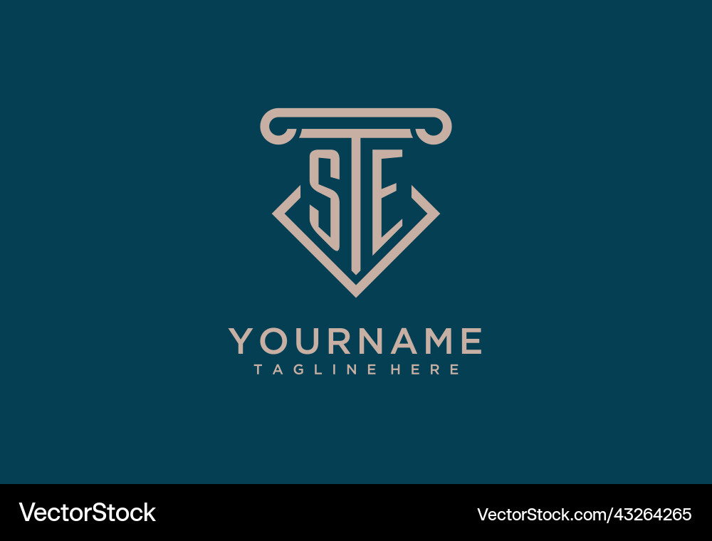 Se initial with pillar icon design clean Vector Image