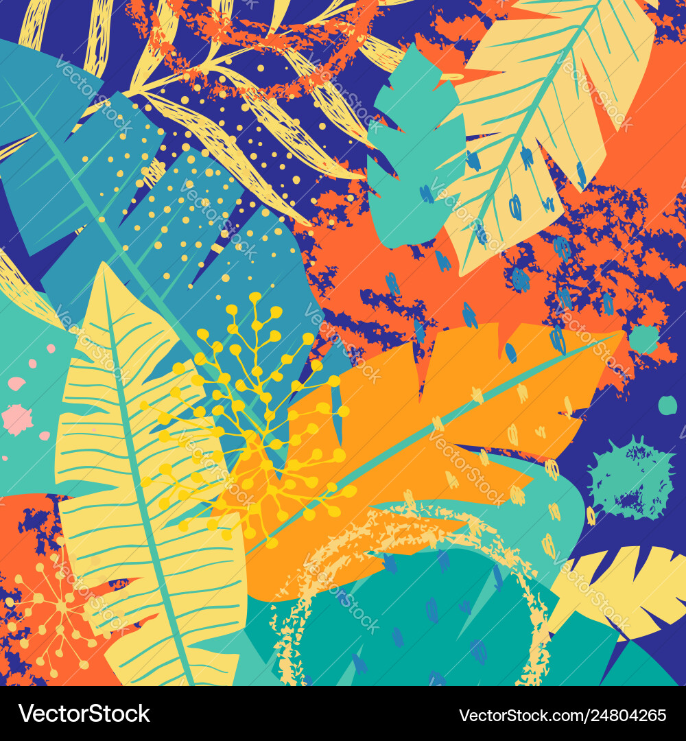 Tropical background with colorful leaves Vector Image