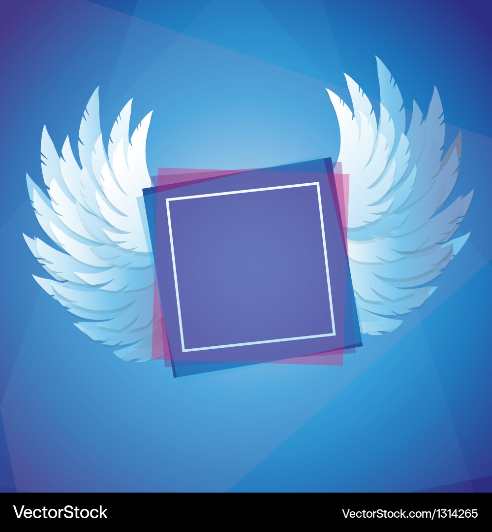 White wings with square frame Royalty Free Vector Image