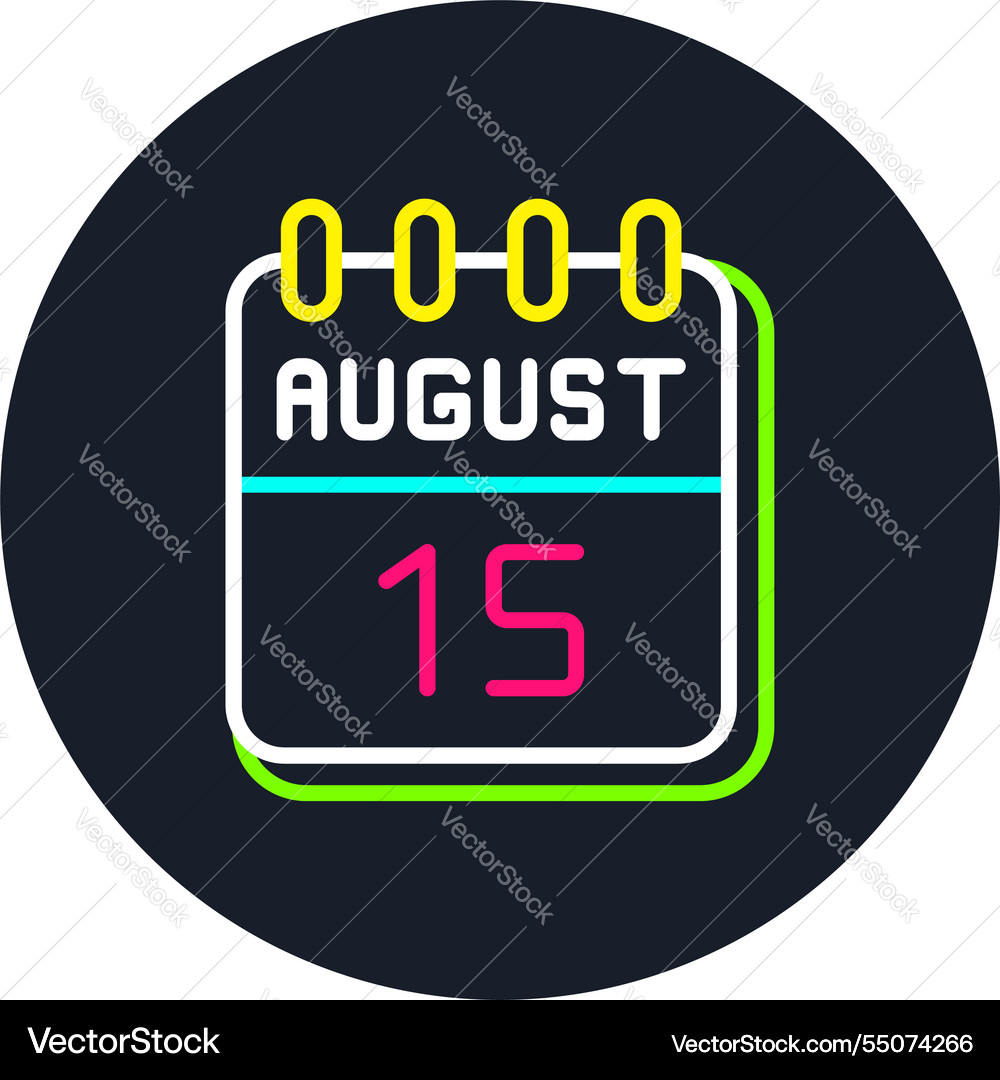 15 august line multi color icon Royalty Free Vector Image