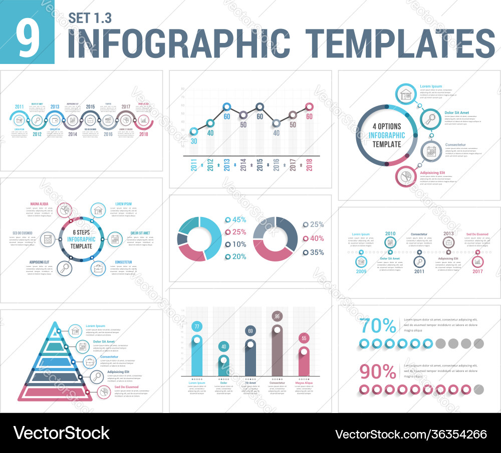 9 infographic templates Royalty Free Vector Image