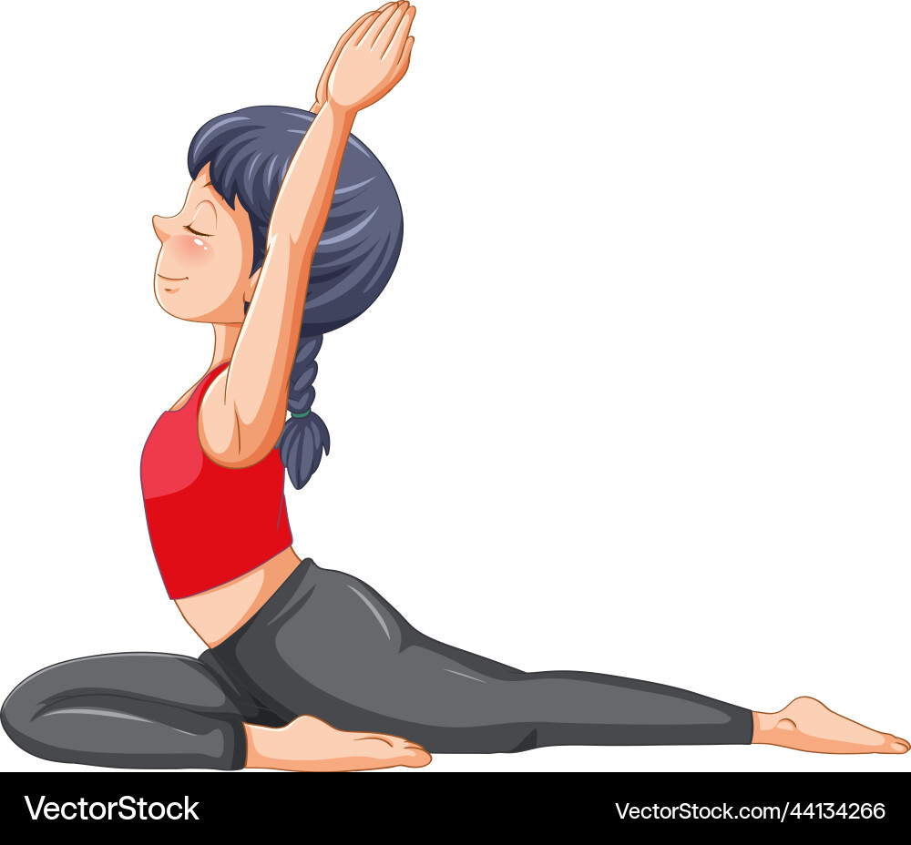 A girl doing yoga cartoon character Royalty Free Vector