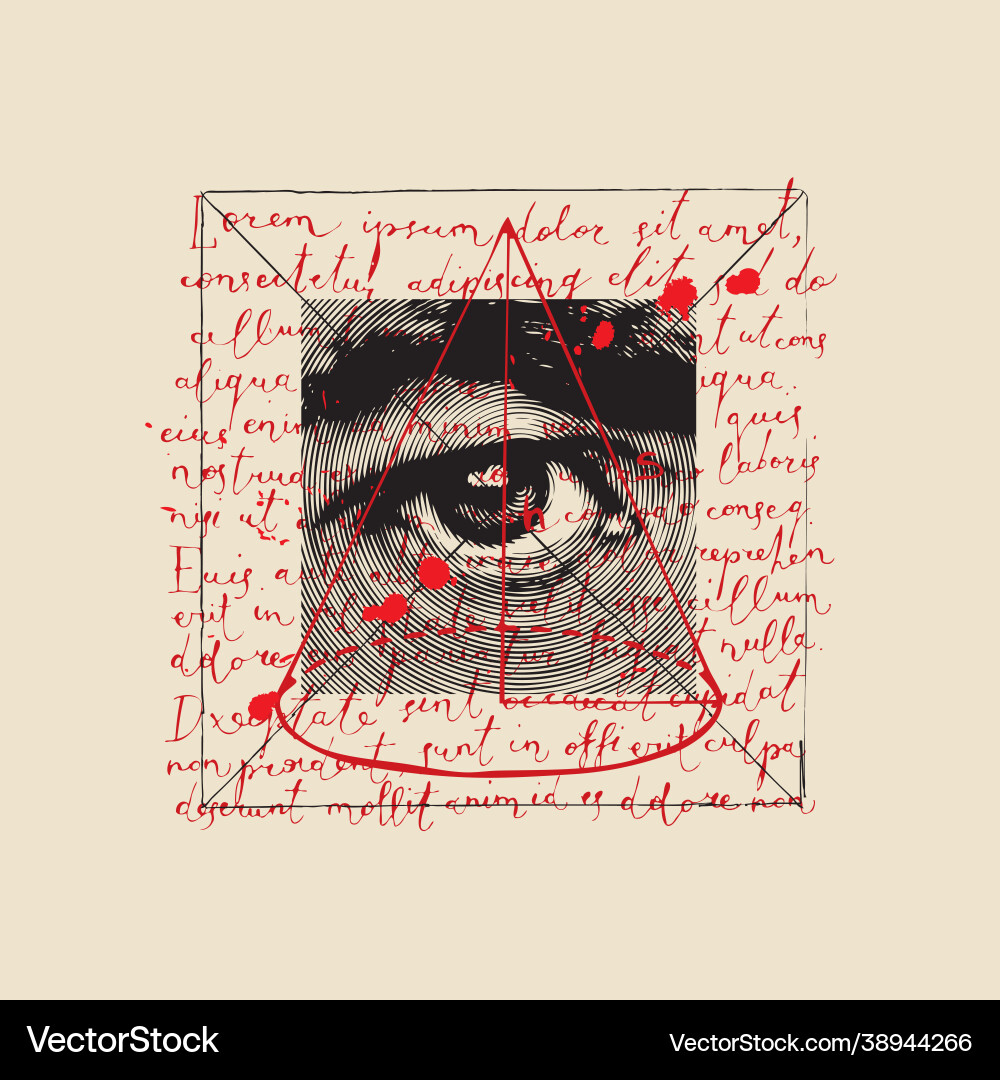 Banner with a male eye and red text lorem ipsum Vector Image
