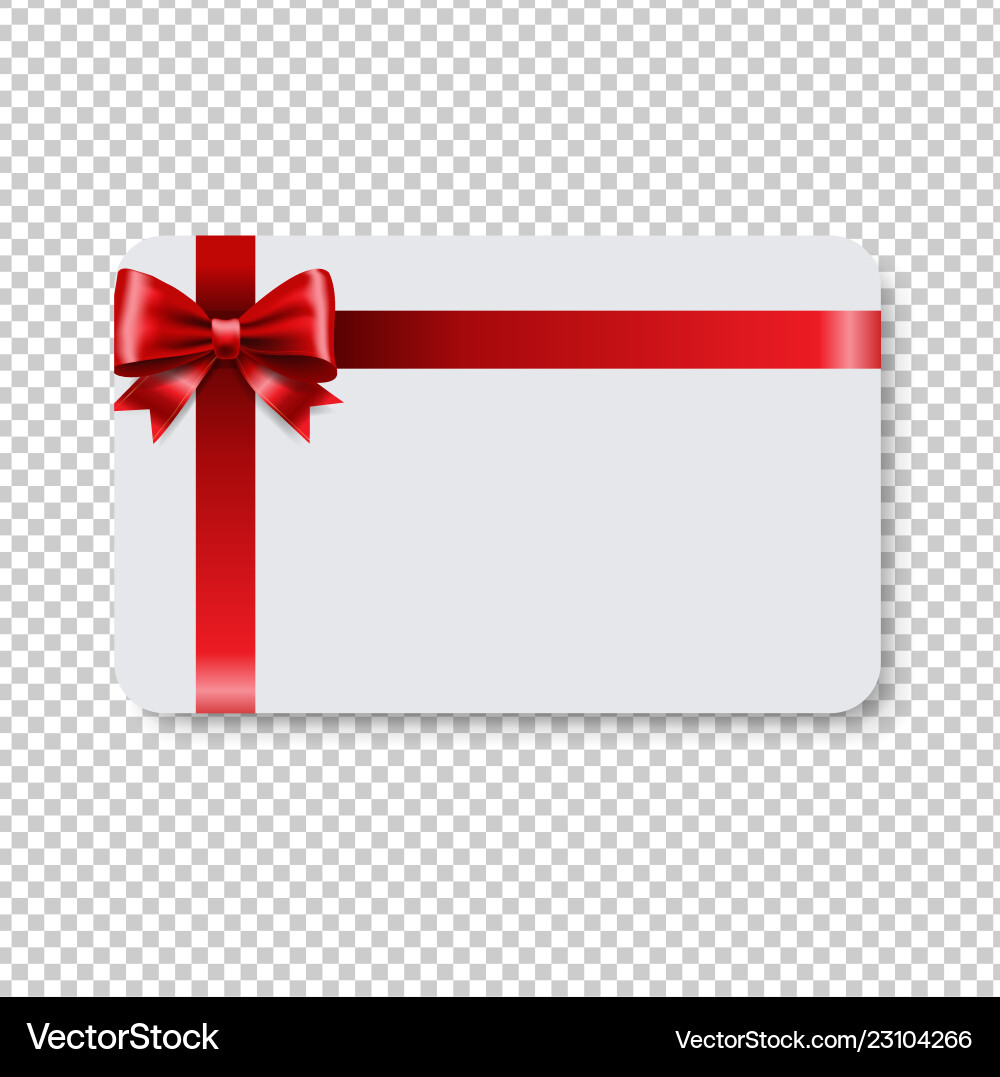 Blank gift tag red ribbon bow transparent Vector Image