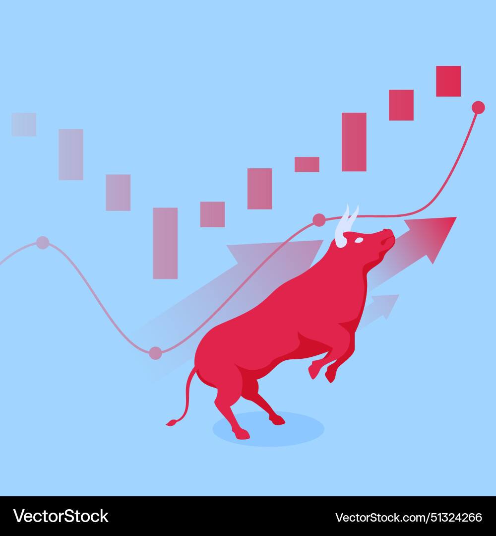 Bull raises its two front legs jumping over Vector Image