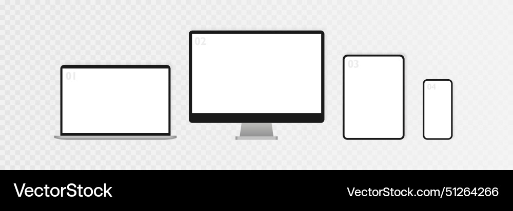 Electronic devices mockup set isolated Royalty Free Vector