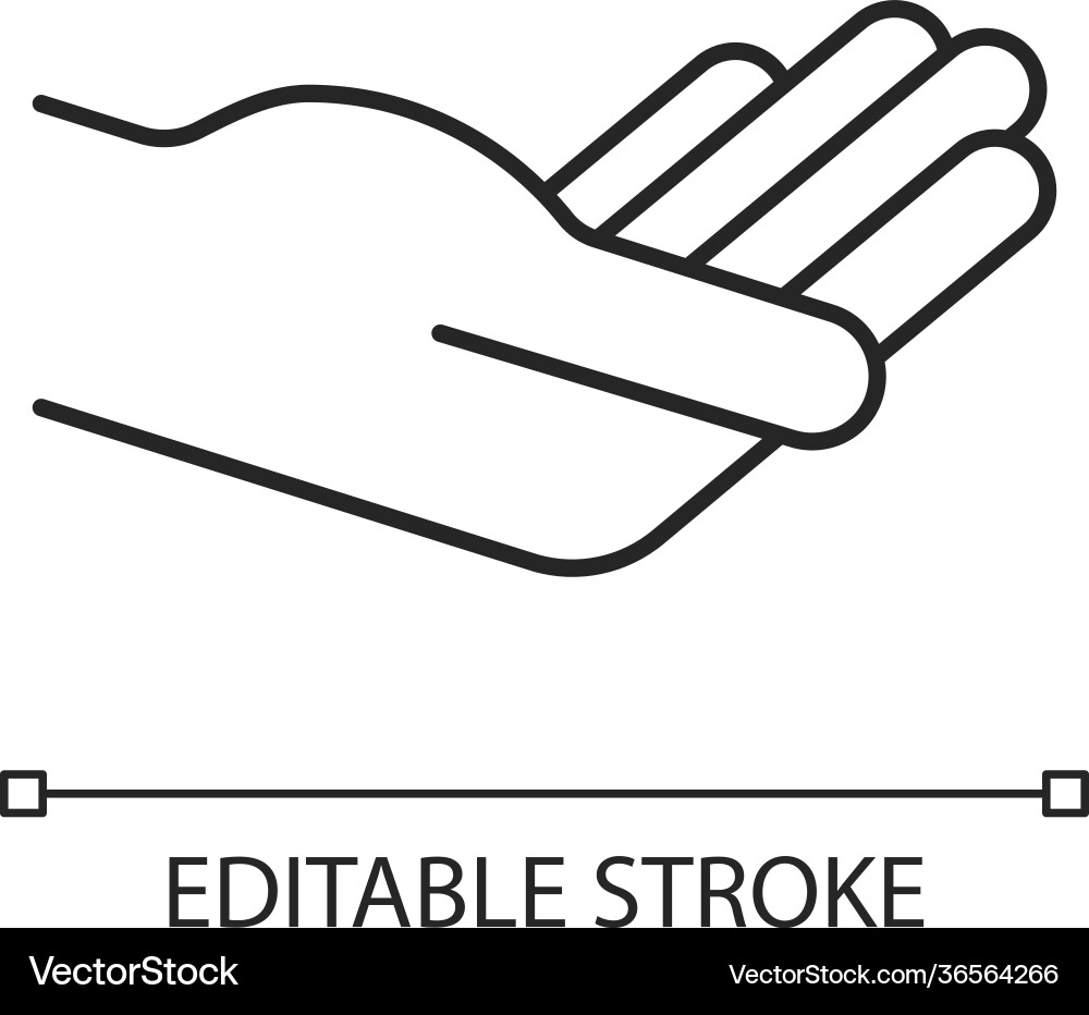 Hand holding something linear icon Royalty Free Vector Image