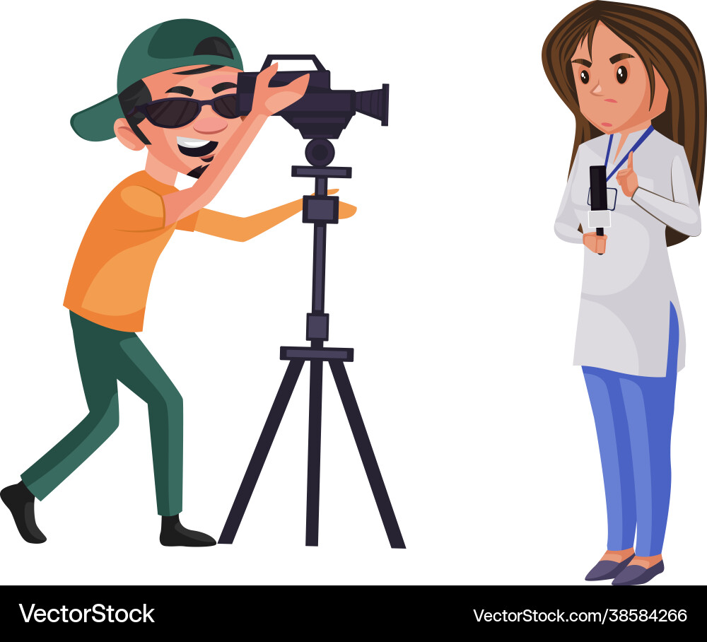 Lady journalist cartoon character Royalty Free Vector Image