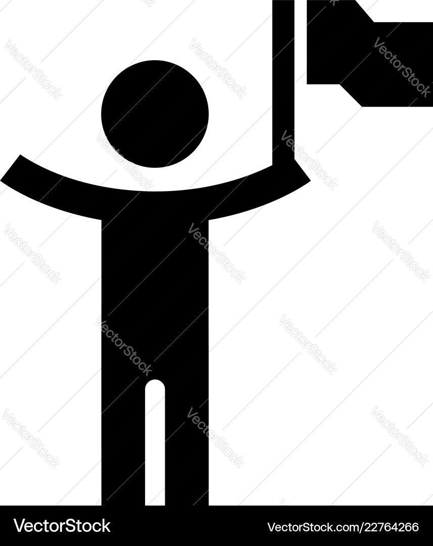 Man with flag icon simple style Royalty Free Vector Image
