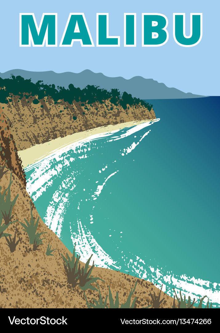 Point Dume California Coast Royalty Free Vector Image