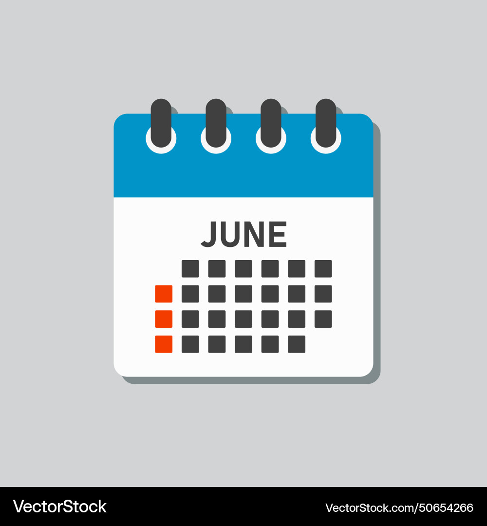 Template icon page calendar month june Royalty Free Vector