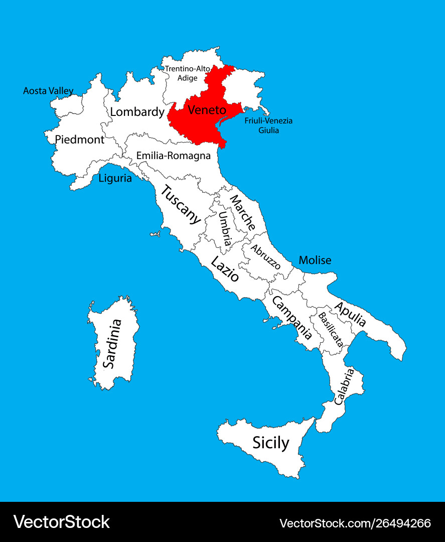 Veneto italy province map silhouette Royalty Free Vector