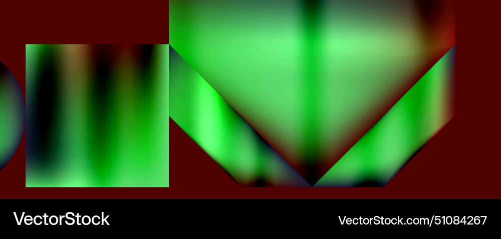 A red background with green squares and triangles Vector Image