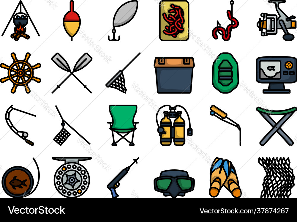 Fishing icon set Royalty Free Vector Image - VectorStock