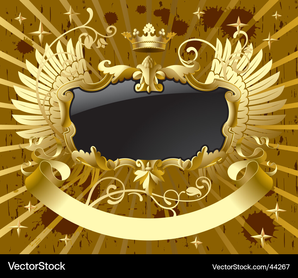 Gold and Black Winged Banner Royalty Free Vector Image