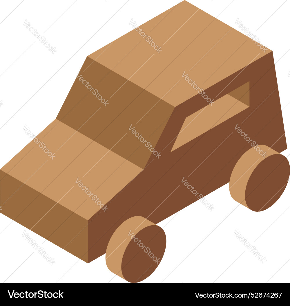 Isometric icon representing a cardboard car model Vector Image