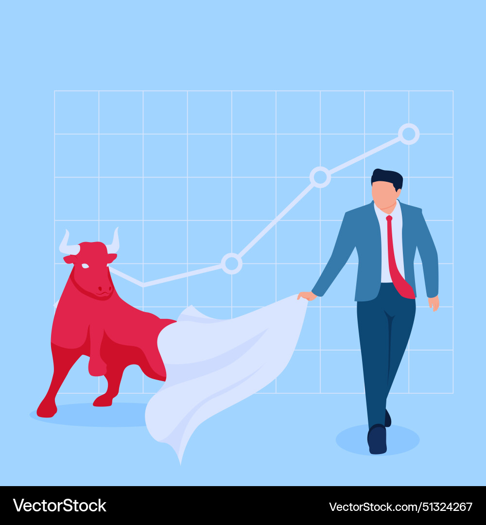 Matador holding cloth away from bull metaphor Vector Image