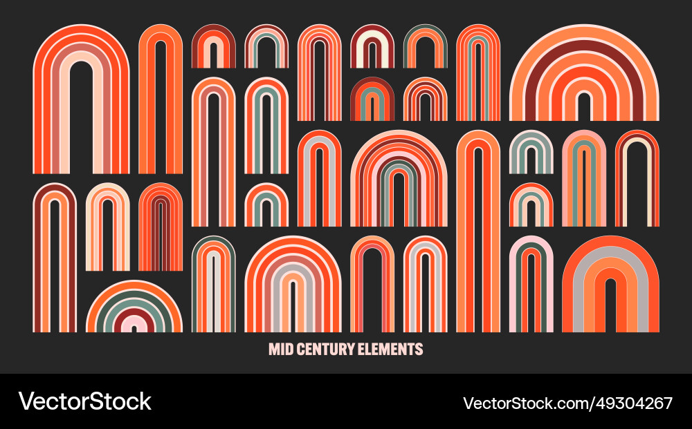 Mid century arch elements modern geometric shapes Vector Image