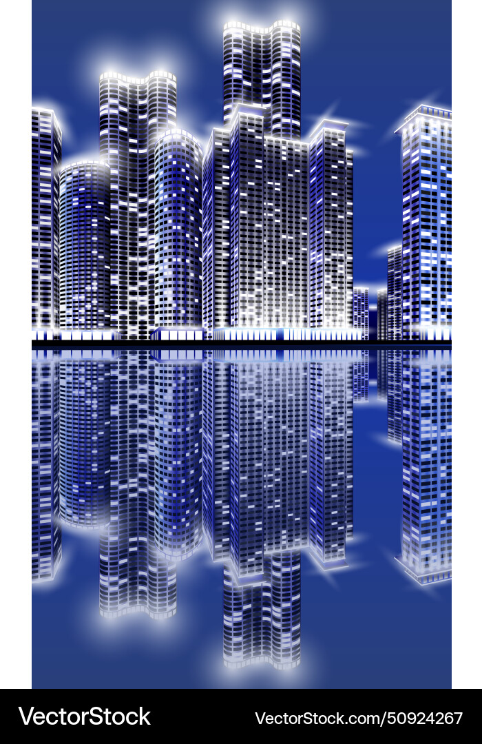 Night city with illuminated lights Royalty Free Vector Image