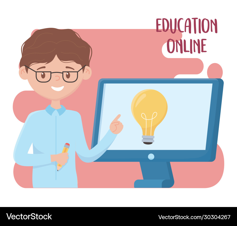 Online education teacher teaching lesson Vector Image
