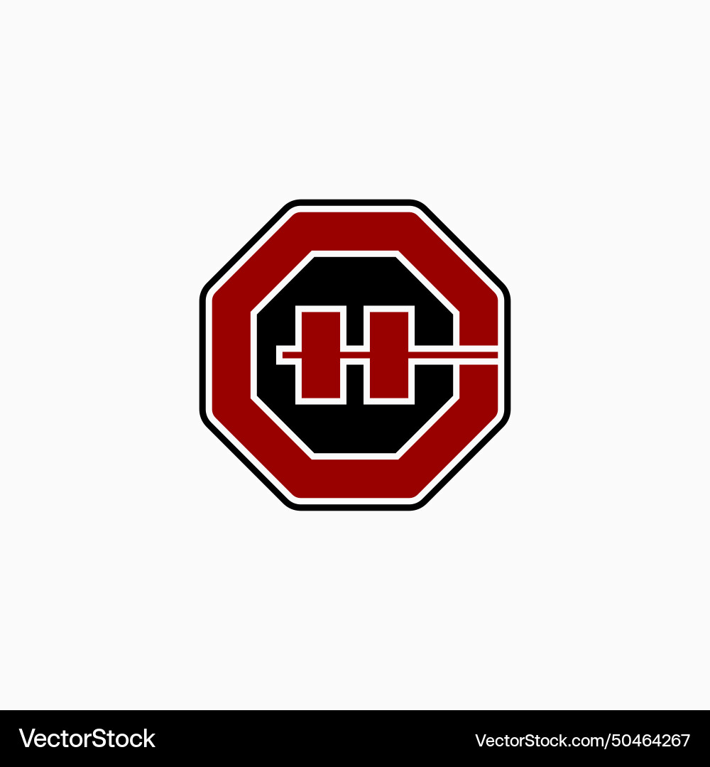 Themes abstract initial ch or hc font on octagonal