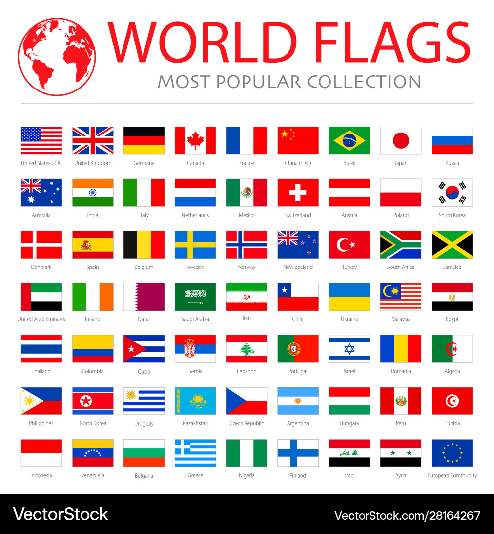 World flags graphics with map Royalty Free Vector Image