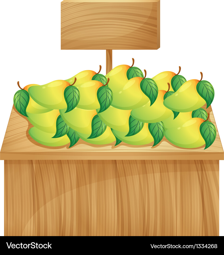 A mango stand with wooden signboard Royalty Free Vector
