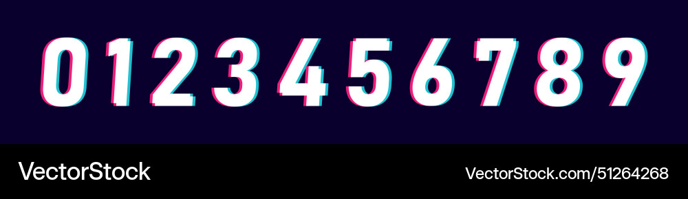 Distorted glitch numbers from zero to nine Vector Image