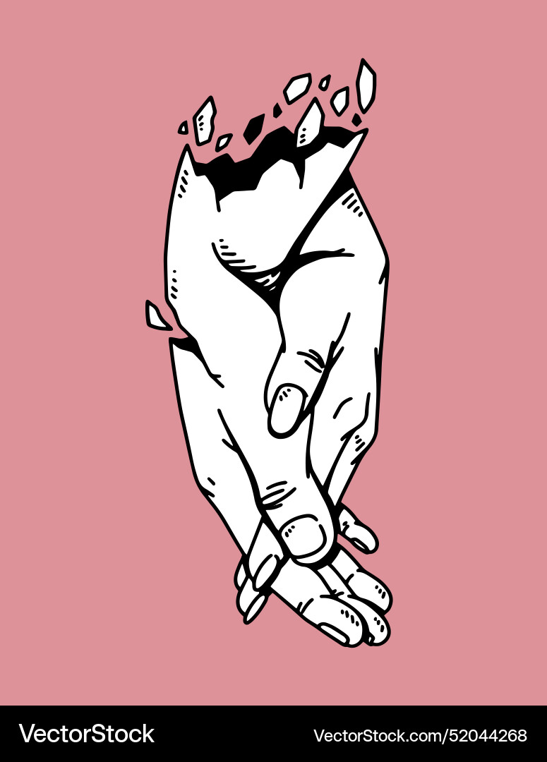 Fantasy of pair hands drawing ink line art Vector Image